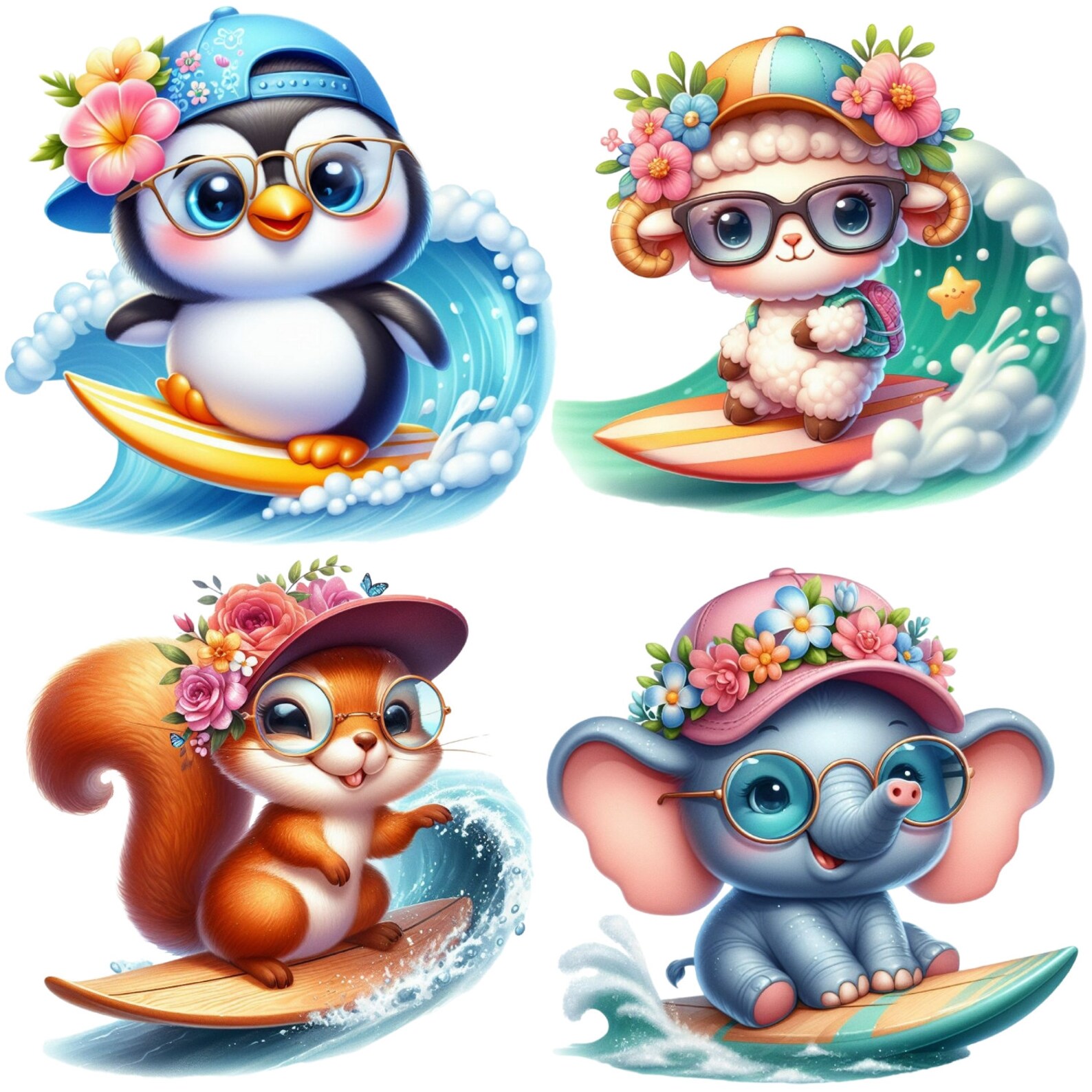 Beach Day Clipart Bundle, Watercolor Summer,cute Undersea, Vacation Png ...