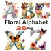 Alphabet Watercolor Png 26 Floral Letters Clipart Digital - Etsy