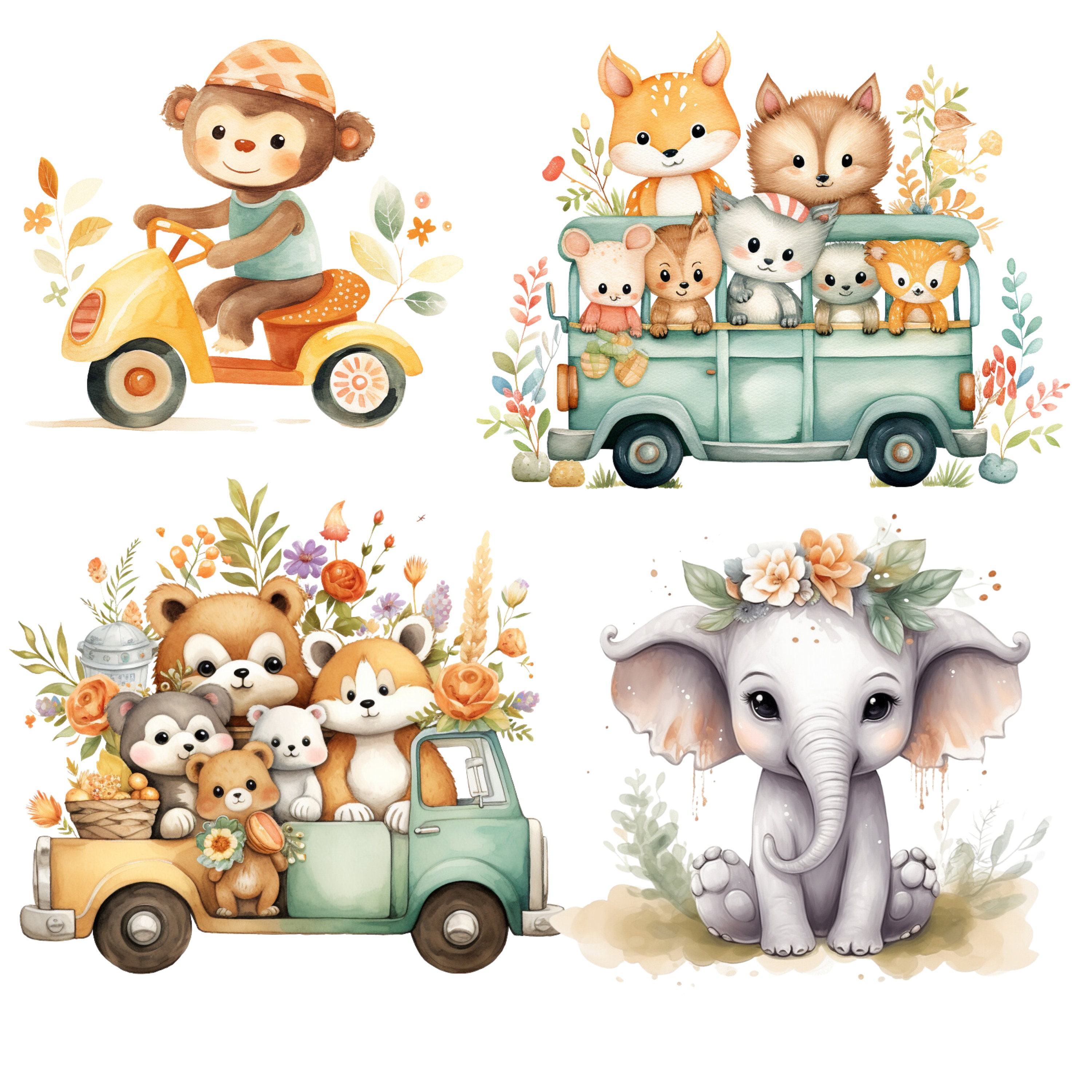 Woodland Animals,watercolor Forest Animals PNG, Forest Baby Animals ...