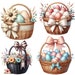 Easter Baskets Watercolor Clipart Bundle 25 PNG Floral Egg Basket ...