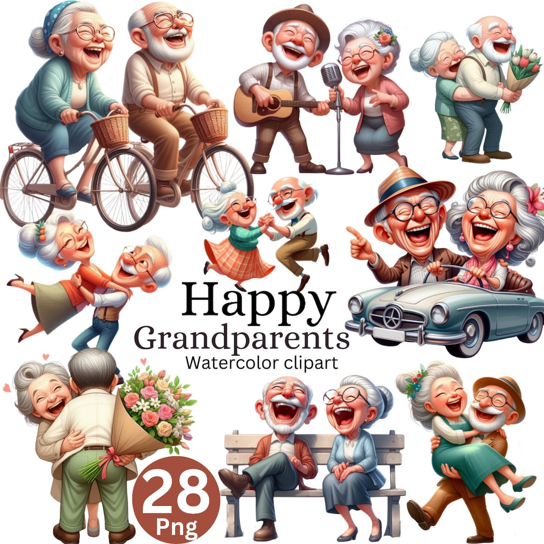 Buy Cute Old Happy Couple Clipart PNG, Old Ladies and Old Mans, Active ...