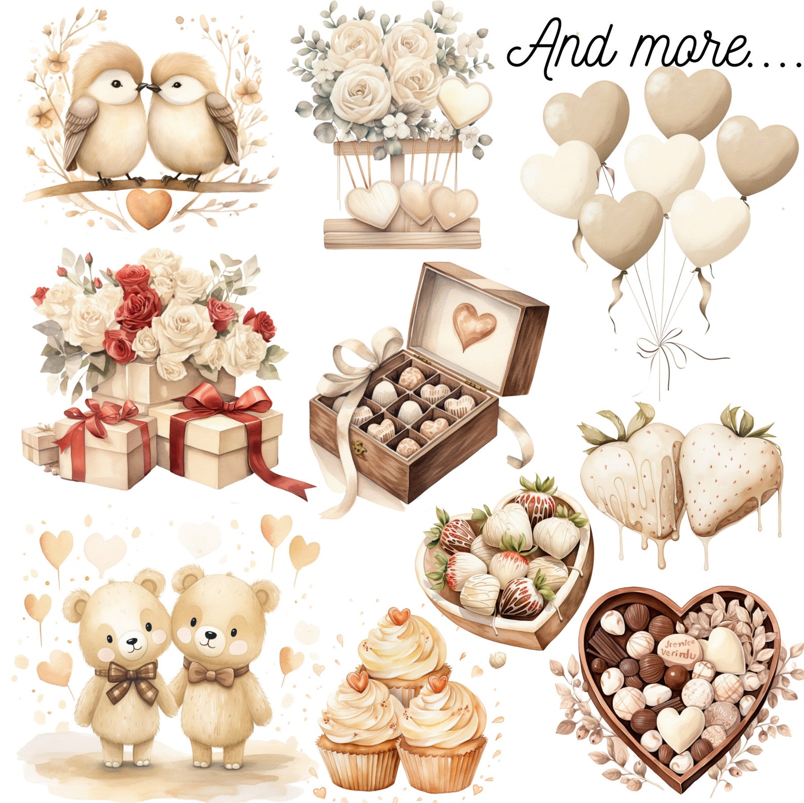 Watercolor Valentine's Day Clipart, Watercolor Romantic Clipart,red ...