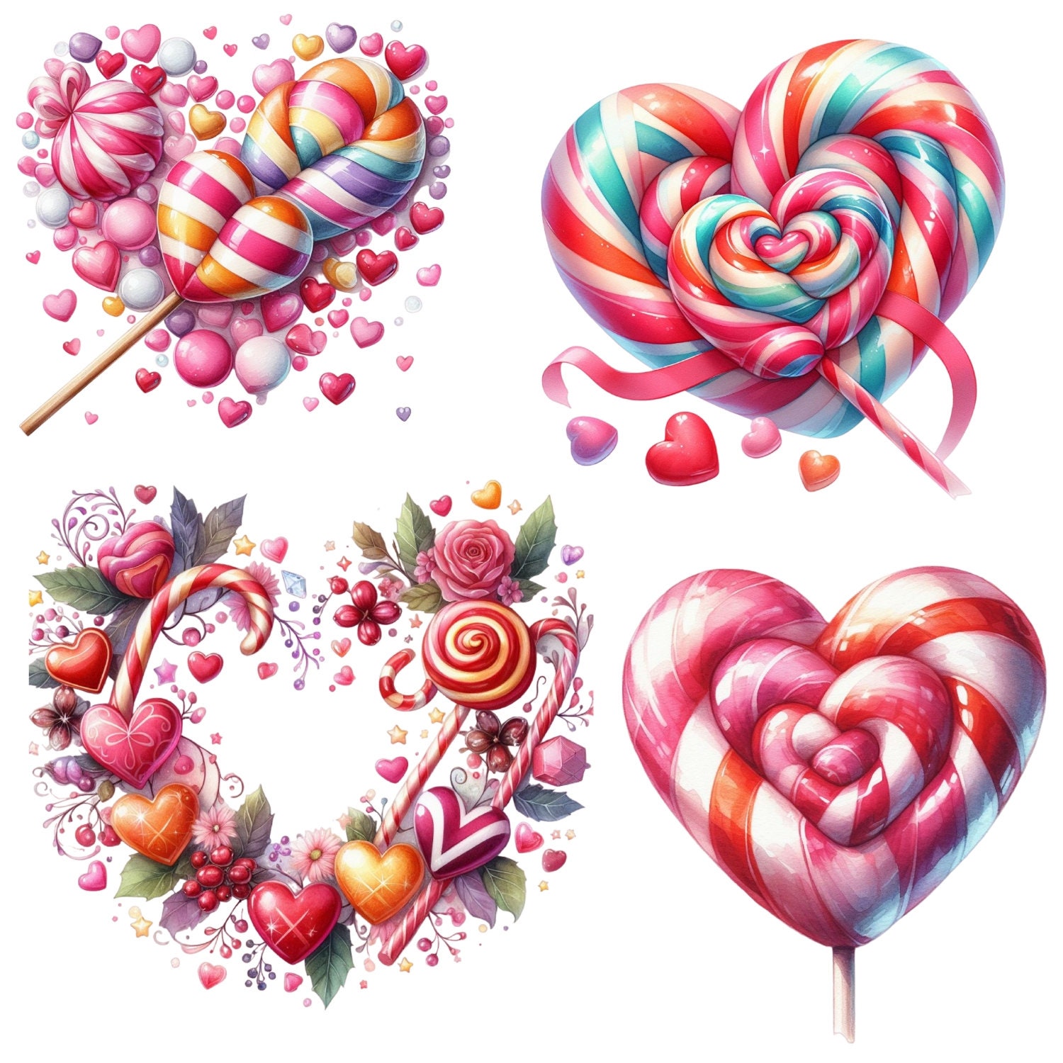 Watercolor Valentines Chocolates Clipart, Candy Jar Valentines Day ...