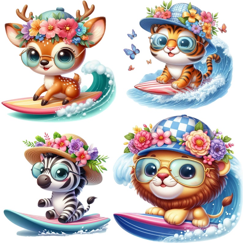 Beach Day Clipart Bundle, Watercolor Summer,cute Undersea, Vacation Png ...