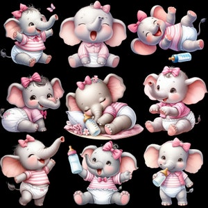 Cute Elephant Clipart, Watercolor Baby Boy Elephant Illustration,cute ...