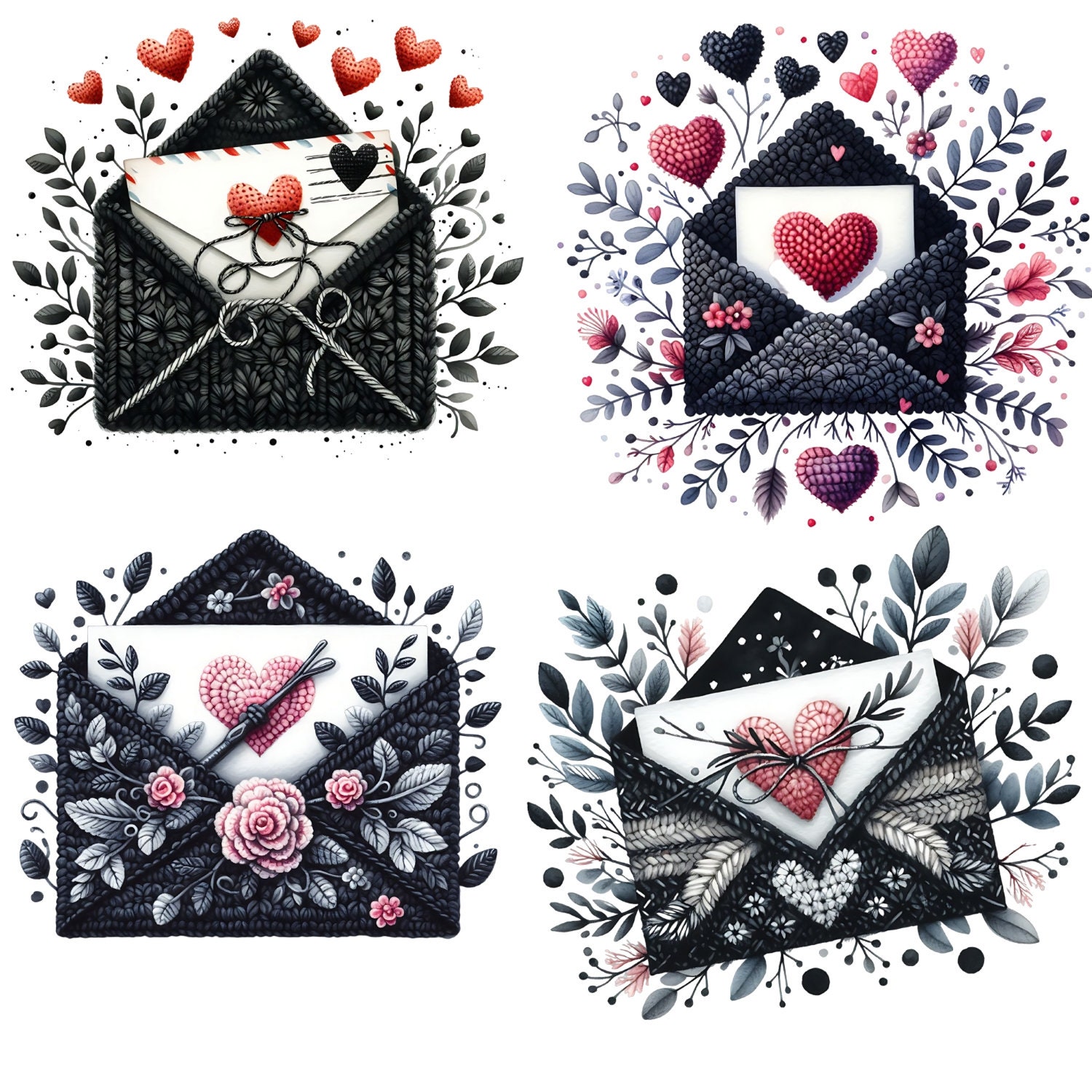 Watercolor Valentine's Day Clipart, Watercolor Romantic Clipart,red ...