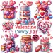Watercolor Valentines Chocolates Clipart, Candy Jar Valentines Day ...