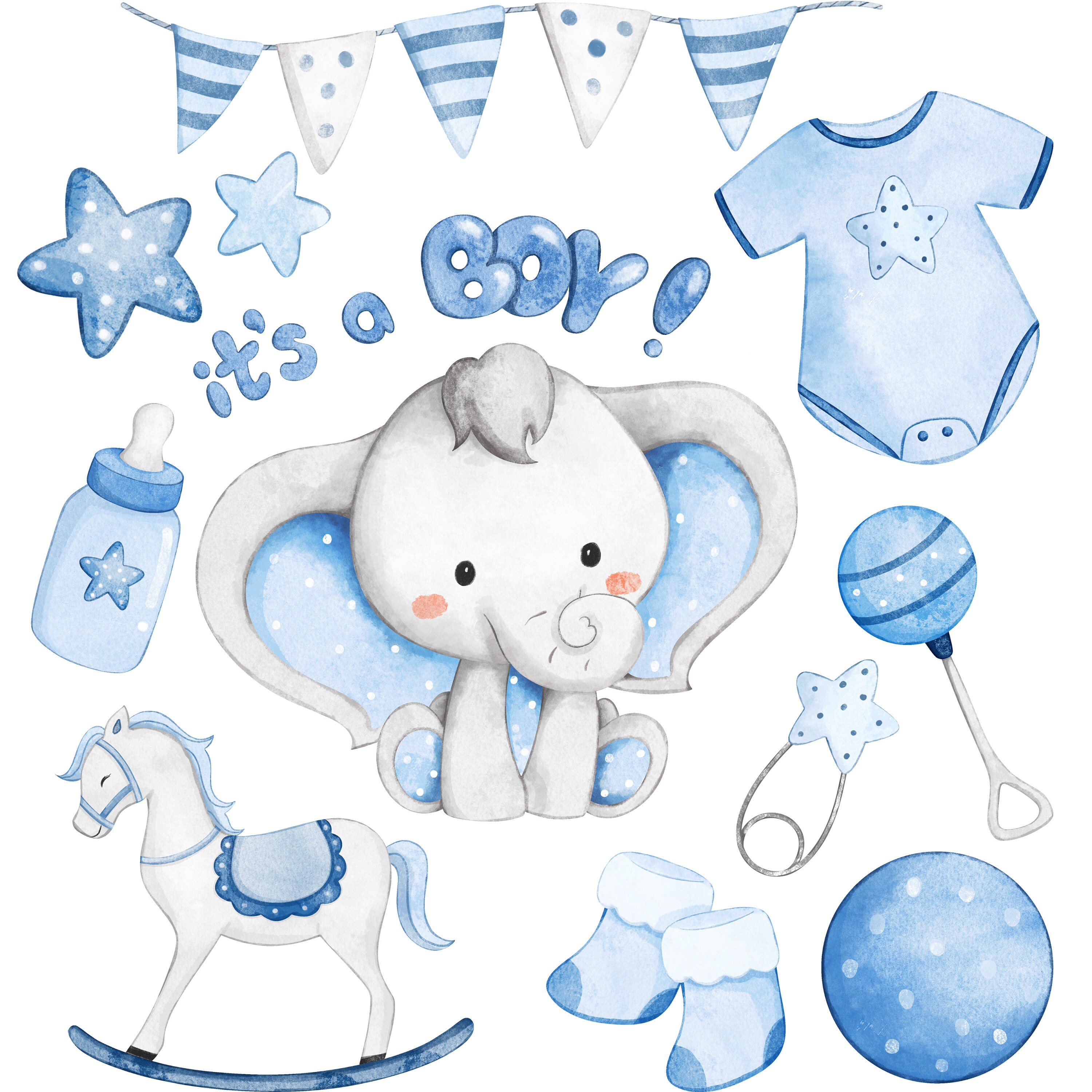 Watercolor Baby Boy Clipart, Newborn Baby, Nursery Clipart, Baby Decor ...