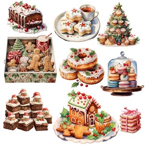 45PNG Watercolor Christmas Dessert Clipart, Christmas Sweets Clip Art ...