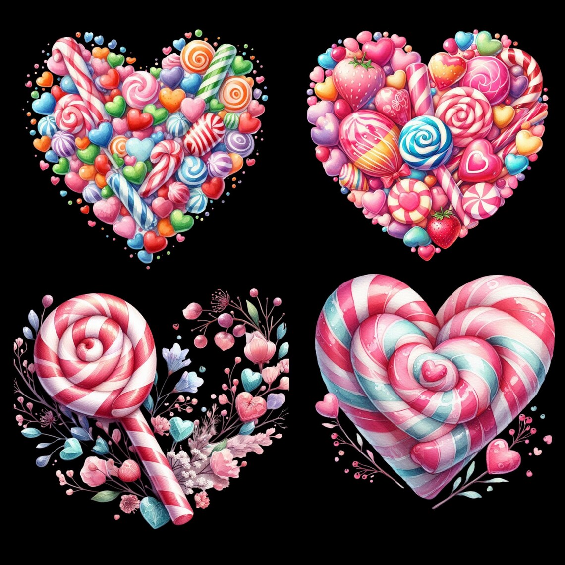 Watercolor Valentines Chocolates Clipart, Candy Jar Valentines Day ...