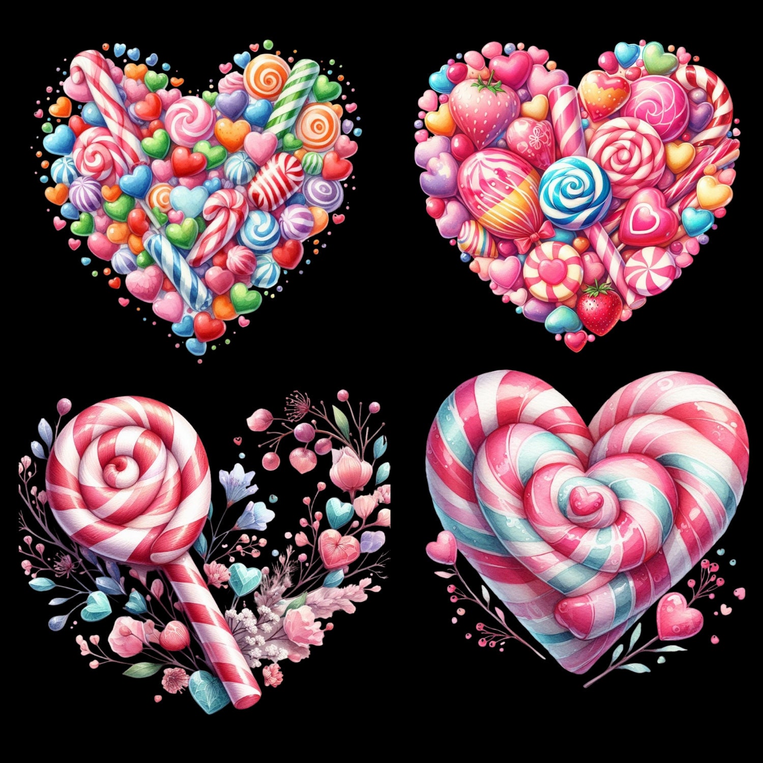 Watercolor Valentines Chocolates Clipart, Candy Jar Valentines Day ...