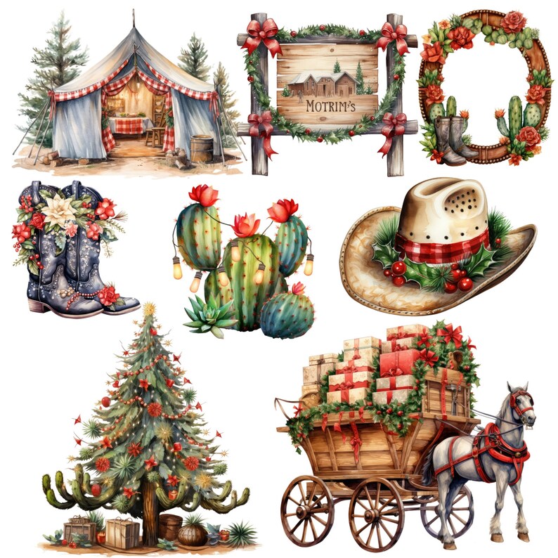 Wild Western Cowboy Santa Christmas Png Clipart, Incl Cowboy, Cowgirl ...