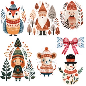50PNG Watercolor Scandinavian Christmas Clipart, Christmas Flok Art ...