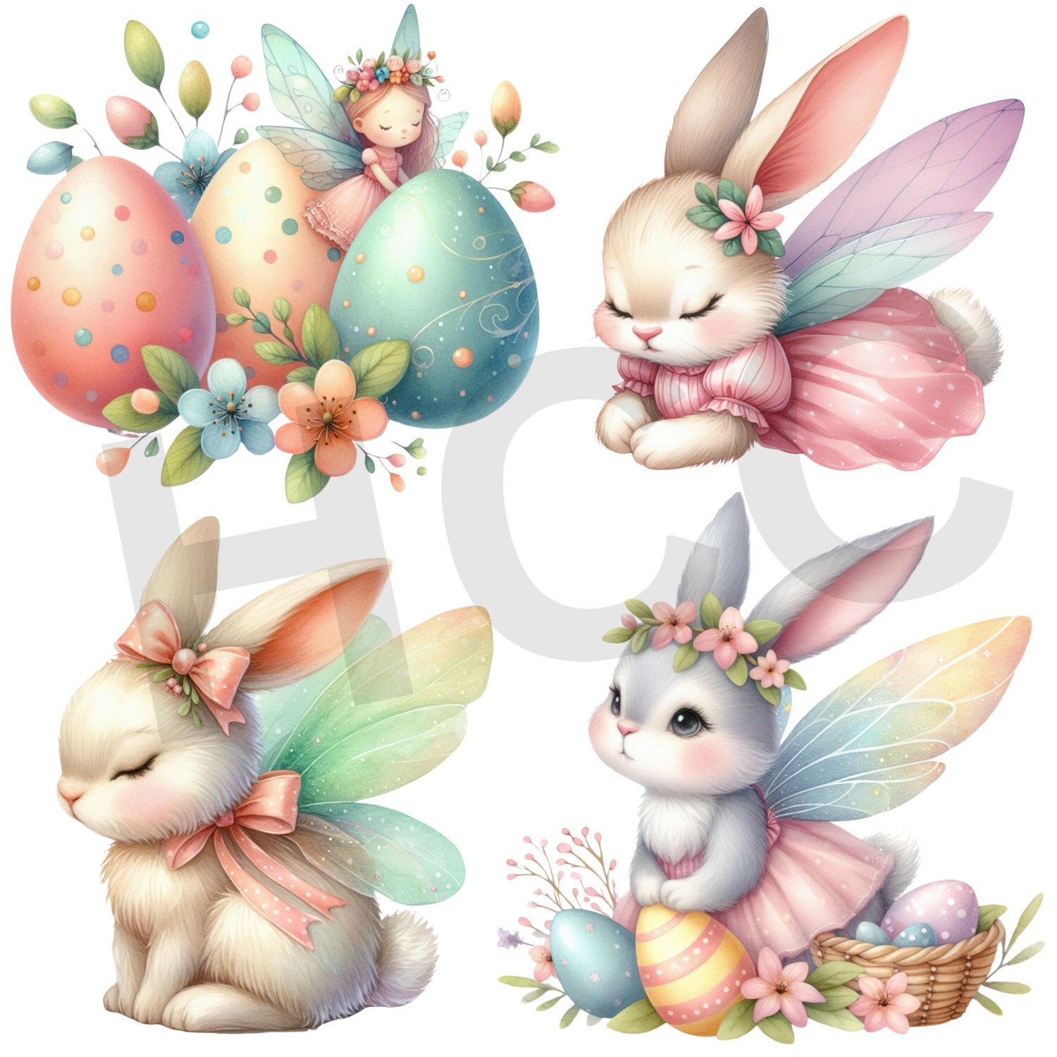 Watercolor Easter Clipart Bundle, Spring Clipart,easter Bunny,easter ...