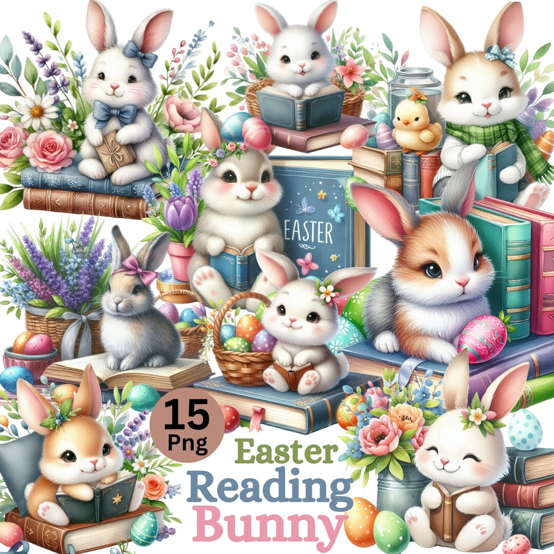 Watercolor Floral Bunnies Collection Clipart,15png Nursery Spring ...