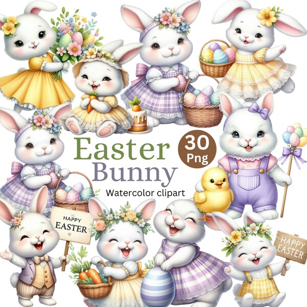 Watercolor Bunny - Etsy