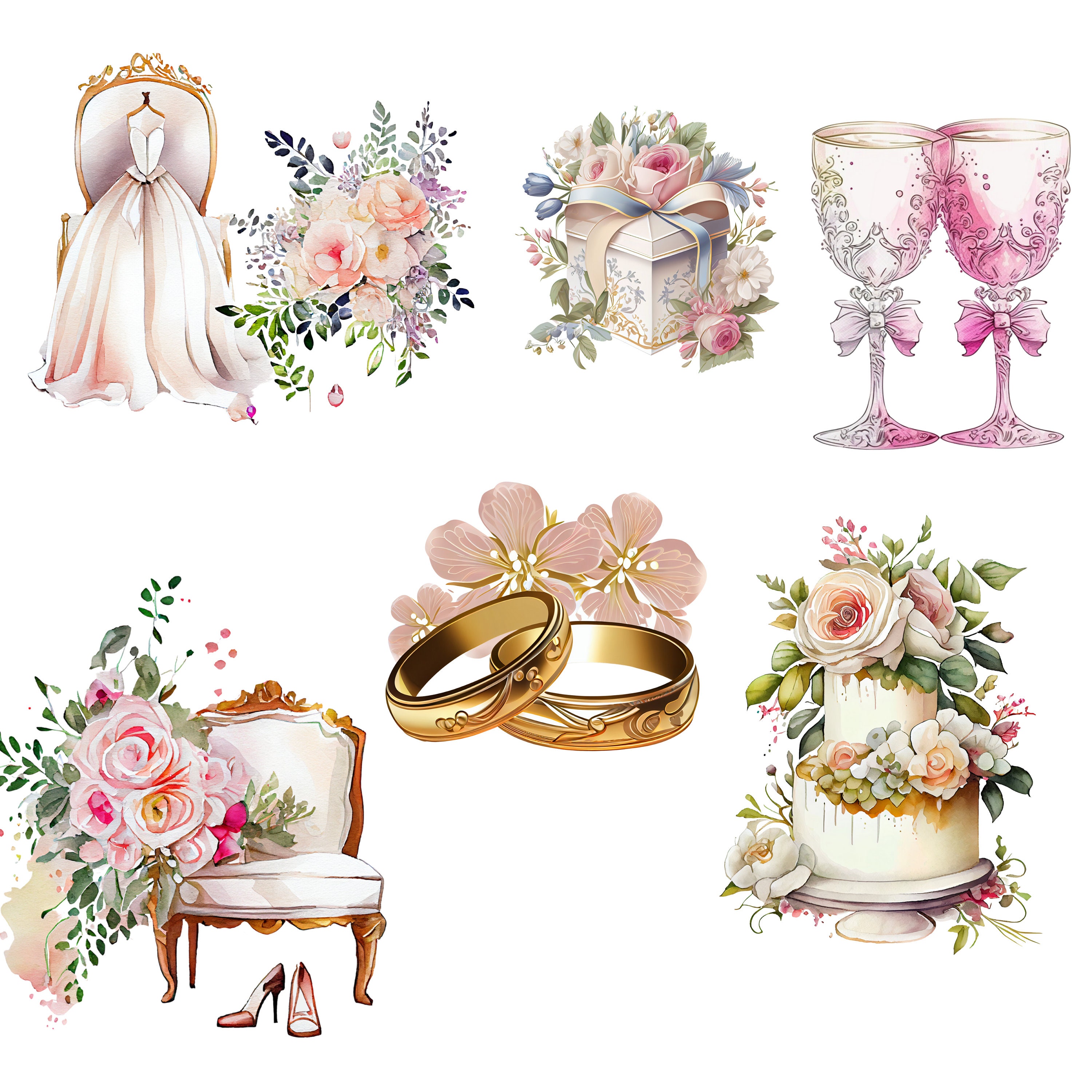 Watercolor Wedding Clipart, Cute Love, Wedding Arch, Wedding Elements ...