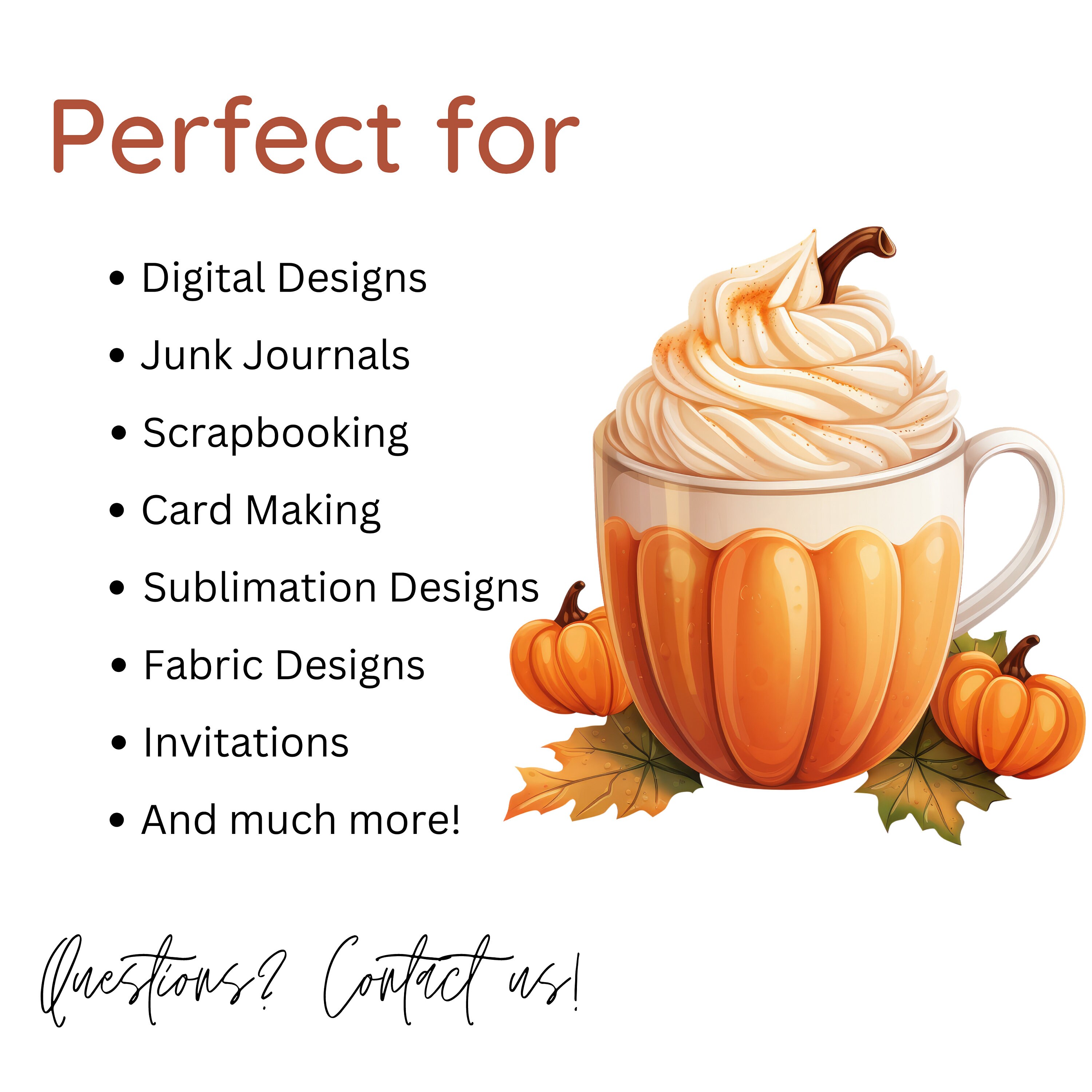 Watercolor Pumpkin Spice Clipart, Autumn and Fall Holiday Treats ...