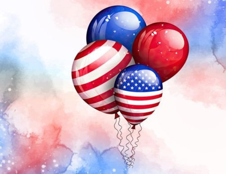 Fourth of July Watercolor Clipart, Patriotic 4th of July Png, American ...