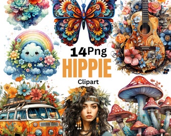 Retro Clipart Bundle Groovy Hippie Daisy Flower Retro Vibes - Etsy