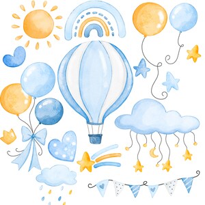 Watercolor Baby Boy Clipart, Newborn Baby, Nursery Clipart, Baby Decor ...