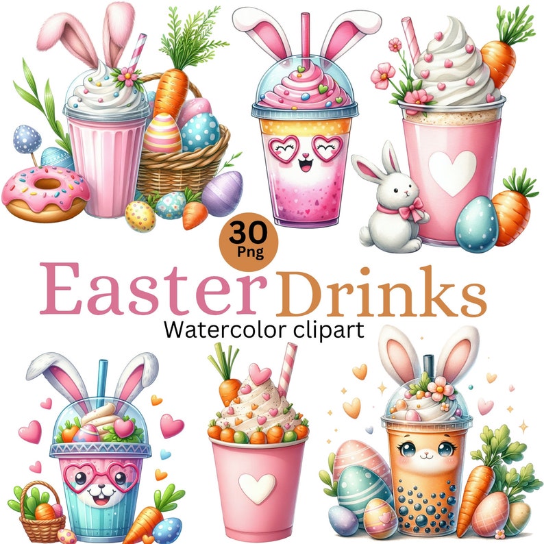Watercolor Easter Clipart Bundle, Spring Clipart,easter Bunny,easter ...