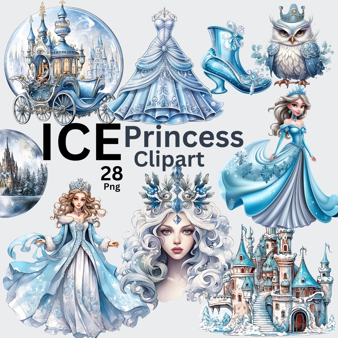 Watercolour Winter Princess Clipart Ice Fantasy PNG Digital Image ...
