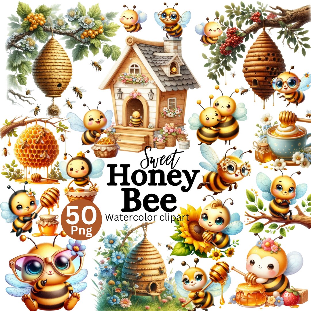 Sweet Bees,Cute Bees Clipart,Cute Bees png,Bees Clipart Bundle, Clipart ...