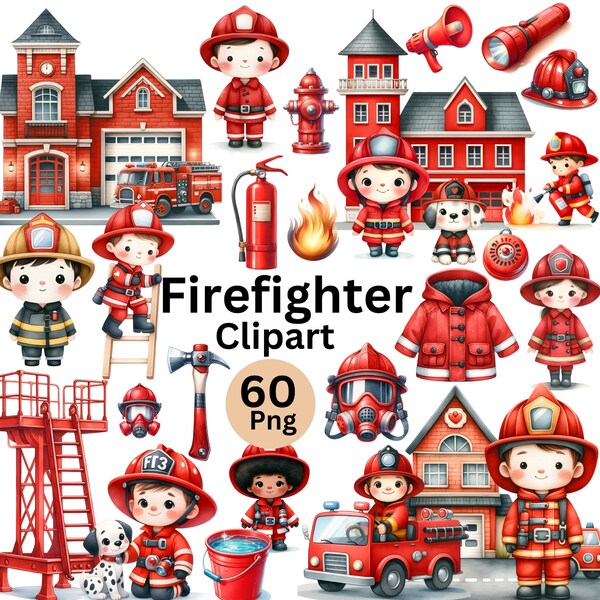 Firefighter Clipart - Etsy