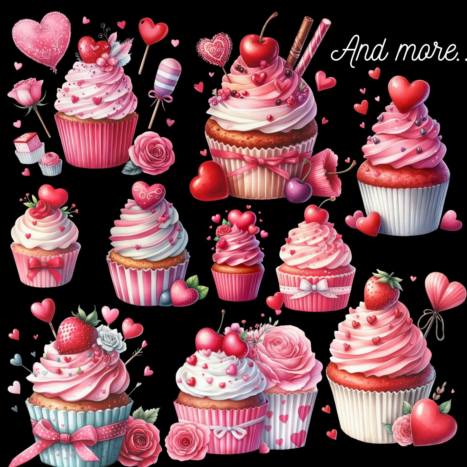 Watercolor Valentines Cupcake Clipart, Valentines Love Cupcake,be Mine ...