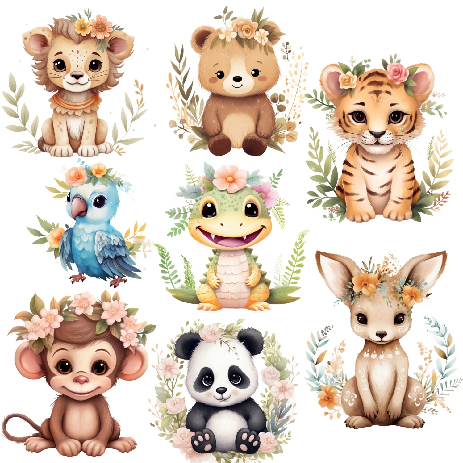 Woodland Animals,watercolor Forest Animals PNG, Forest Baby Animals ...