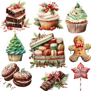 45PNG Watercolor Christmas Dessert Clipart, Christmas Sweets Clip Art ...