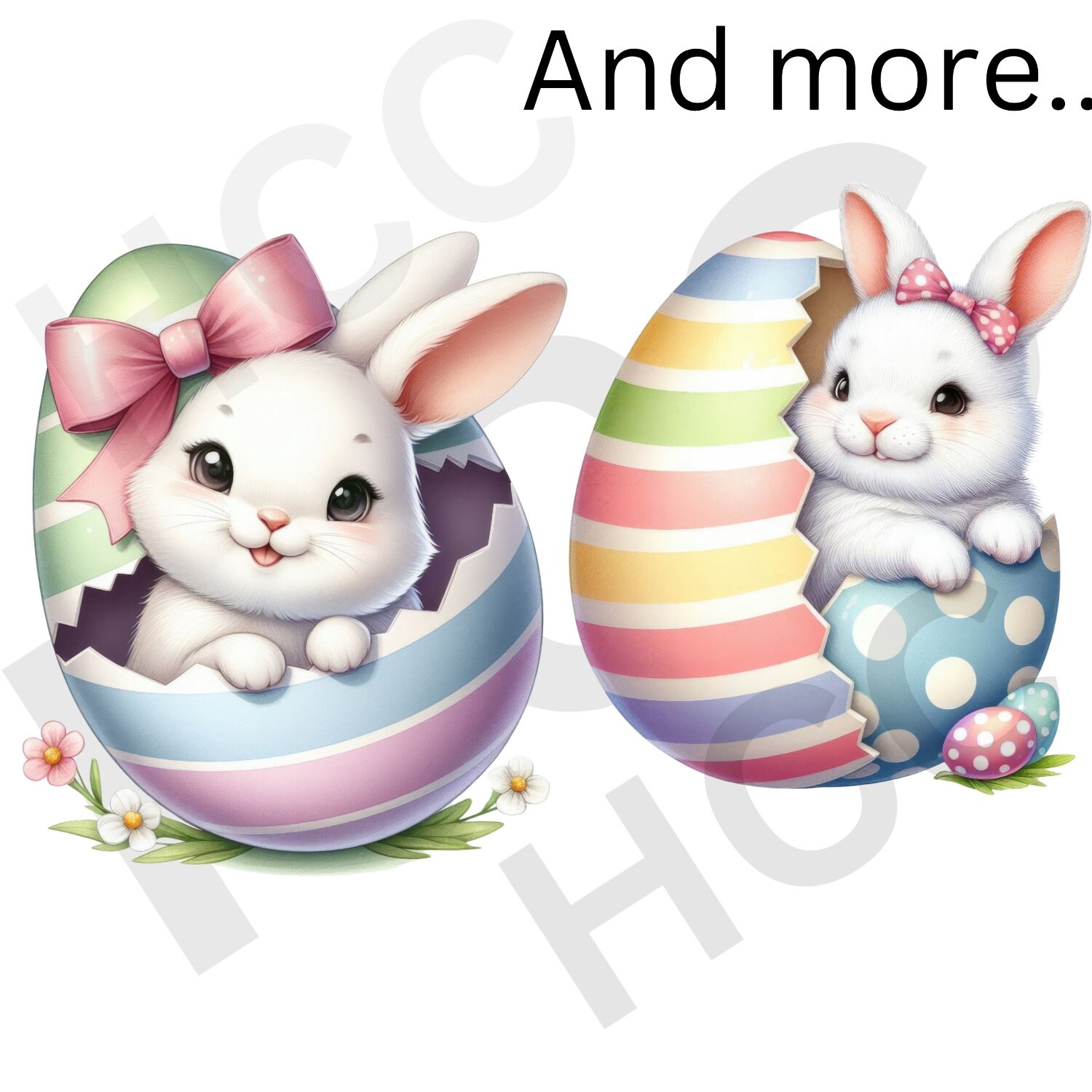 Watercolor Easter Bunnies Clipart, Spring Bundle,cute Baby Animals,png ...