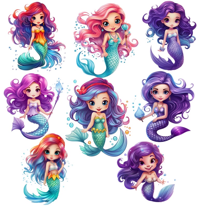 Mermaid Clipart Clipart Purple Pink Mermaid Clipart PNG - Etsy