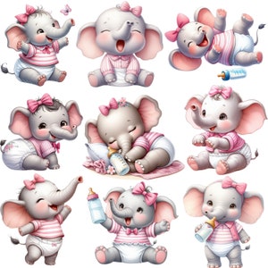 Cute Elephant Clipart, Watercolor Baby Boy Elephant Illustration,cute ...