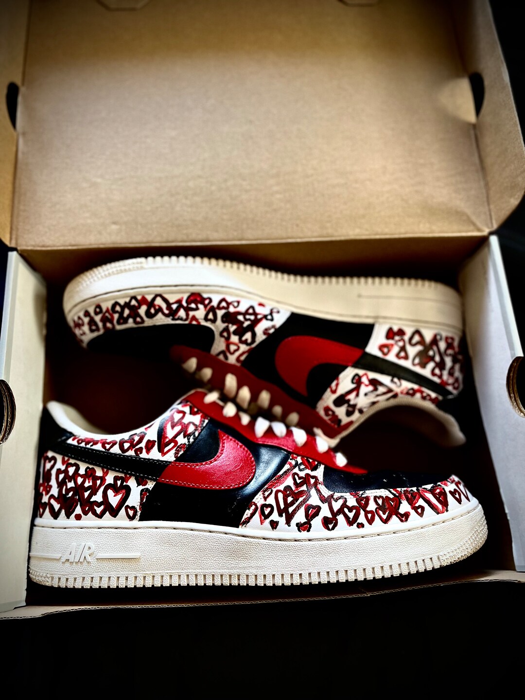 Custom Heart Themed Air Force 1 - Etsy