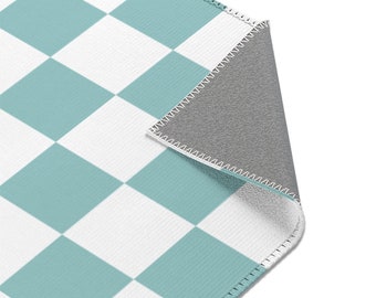 Light Blue Checkered Rug - Etsy