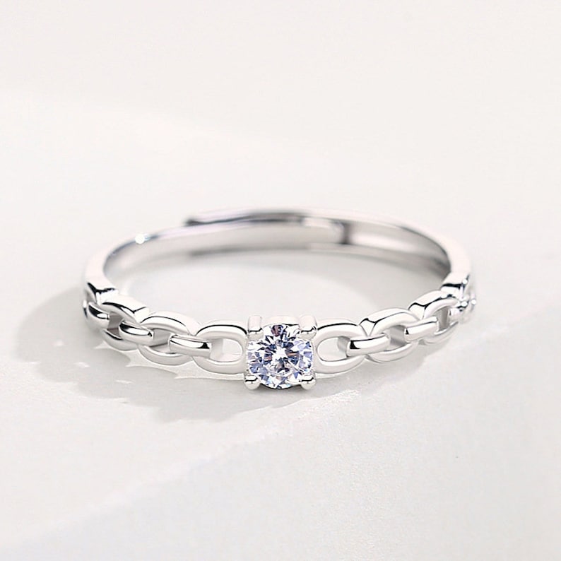 Link Chain Couple Matching Rings Sets Minimalist Silver | Etsy