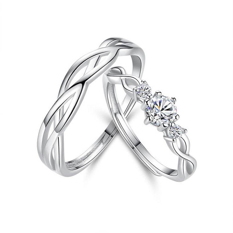 Entangled Love Couple Matching Silver Rings Sets Promise Ring - Etsy