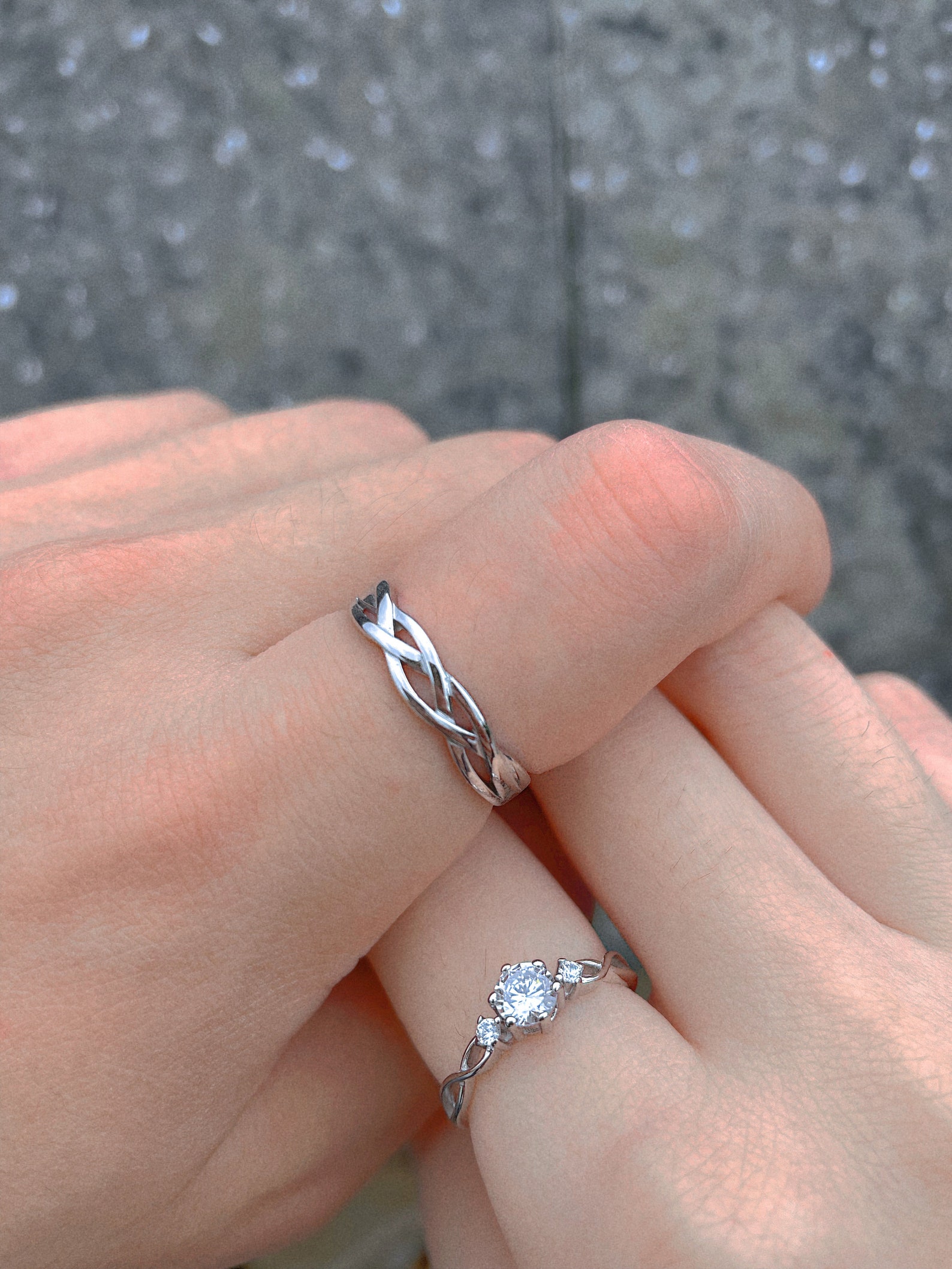 Entangled Love Couple Matching Silver Rings Sets Promise Ring - Etsy
