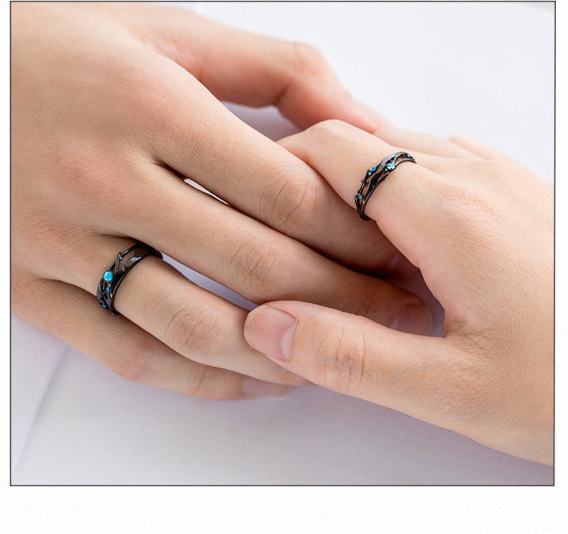 Black Galaxy Zodiac Cute Couple Matching Rings Anime Space - Etsy