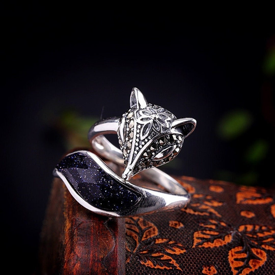 Adorable Fox Silver Ring Creative Cute Statement Ring 925 Sterling ...