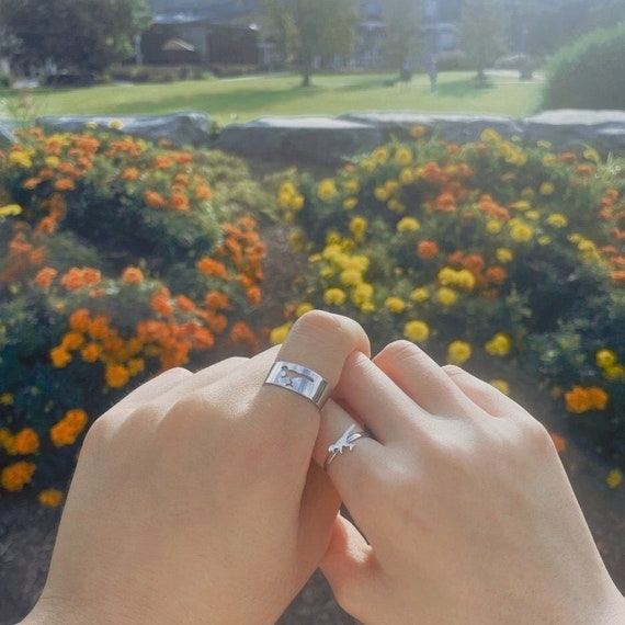 Dinosaur Animal Ring Set for Cute Couples Matching Silver - Etsy