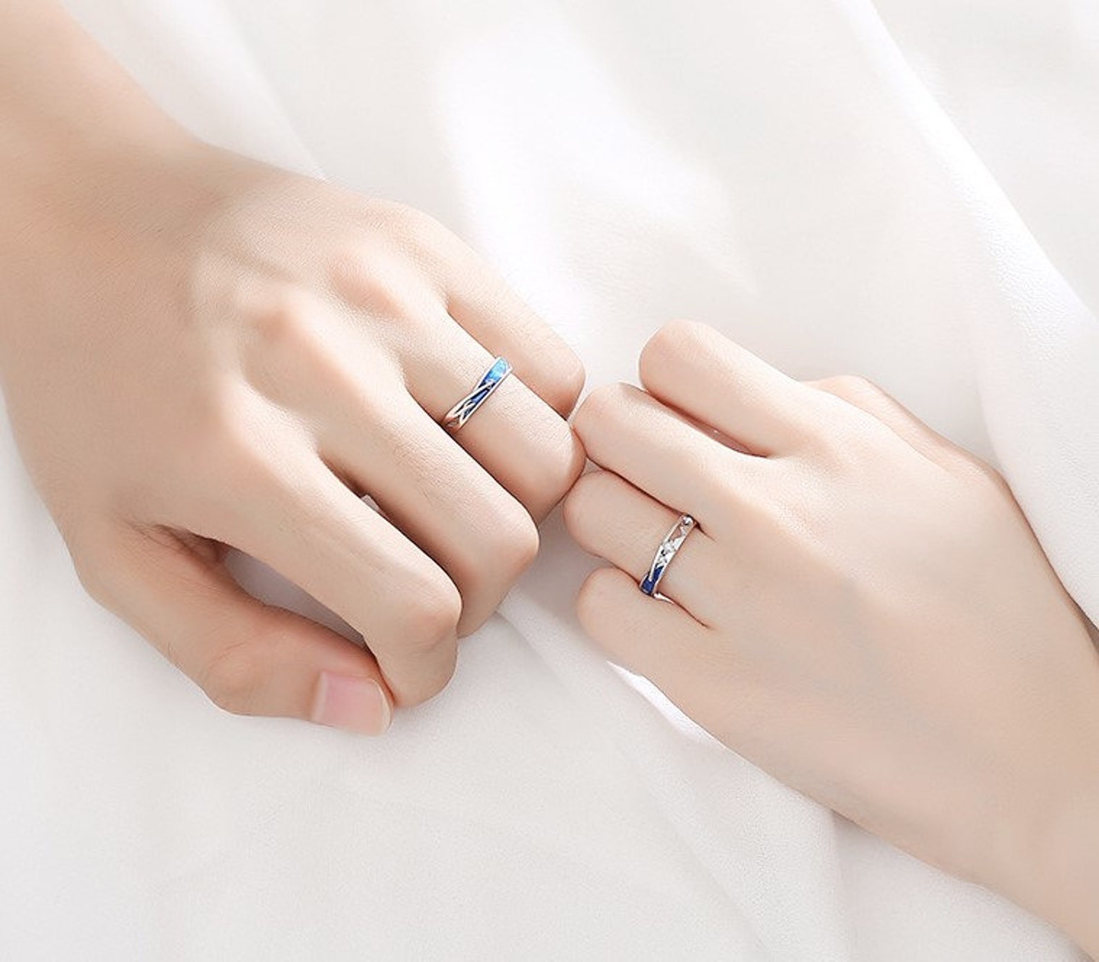 Meteor Galaxy Star Couple Matching Rings Set Silver Couple Rings Zodiac ...