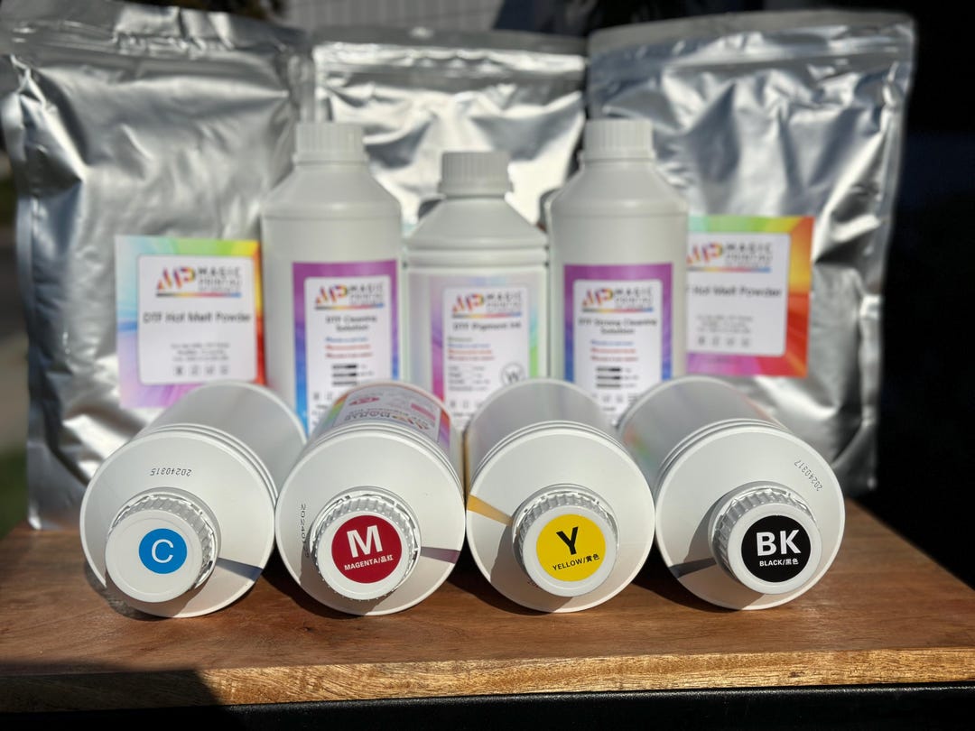 DTF Printing Ink & Powder Set - CMYK Black, Vibrant Transfers - Etsy