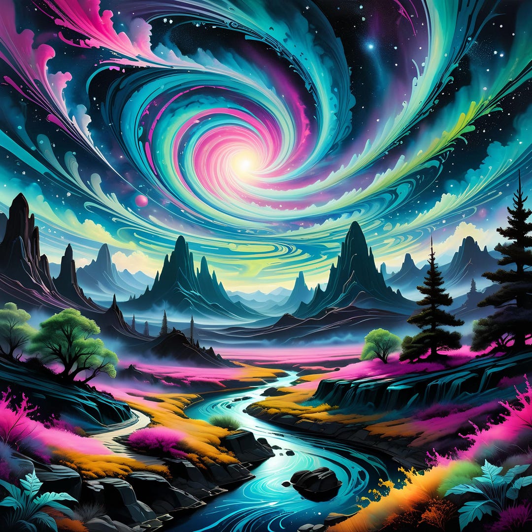 Surreal Galaxy Landscape Poster: Vibrant Cosmic Wall Art - Etsy