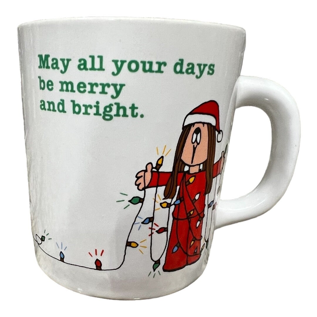 Vintage 1983 Cathy Cartoon Comic Merry & Bright Christmas Coffee Tea ...