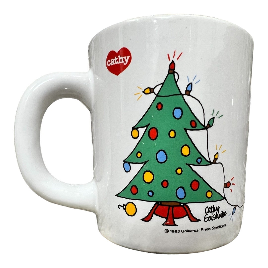 Vintage 1983 Cathy Cartoon Comic Merry & Bright Christmas Coffee Tea ...