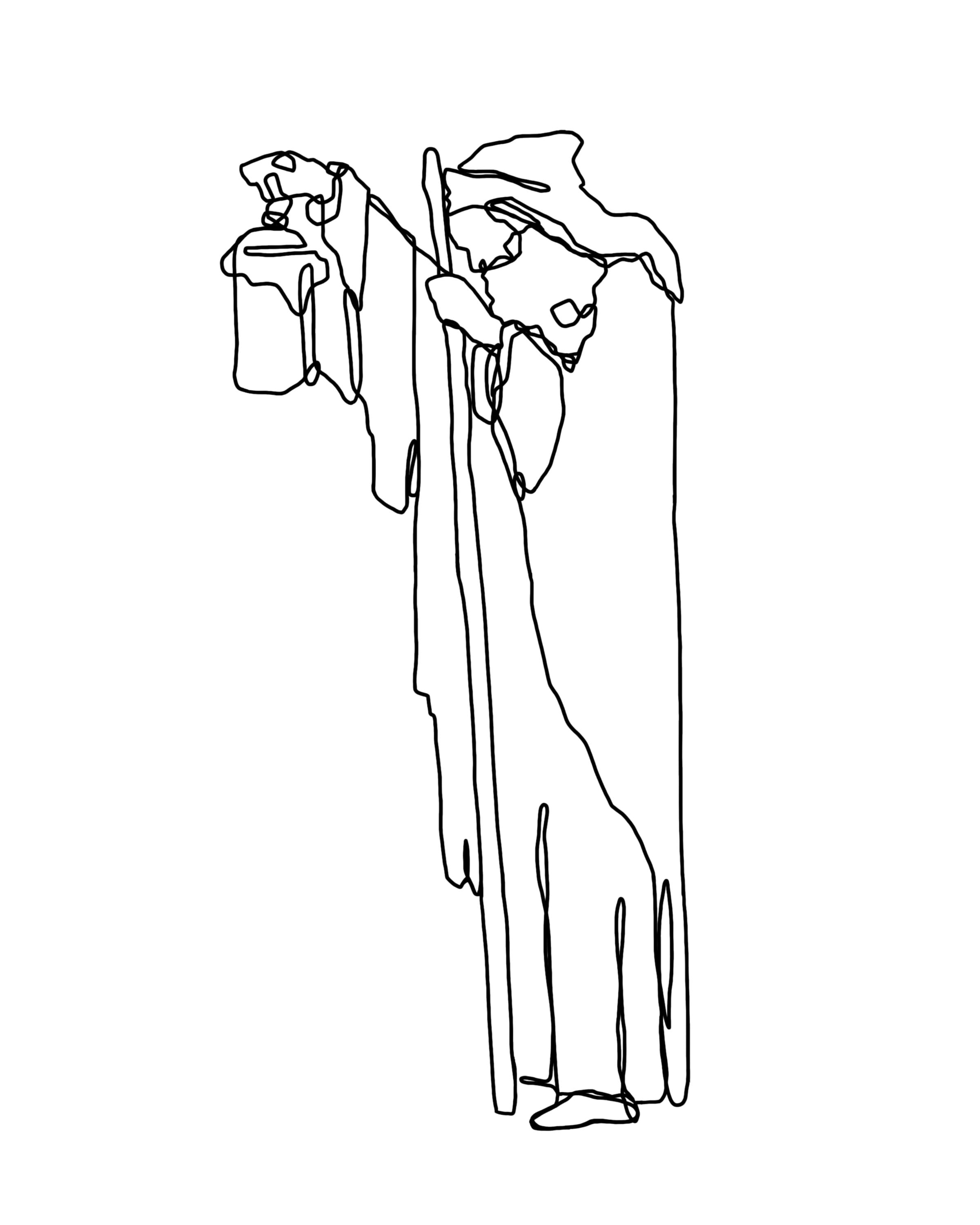 Hermit Tarot Minimalist Single Line Art Drawing Digital Download ...