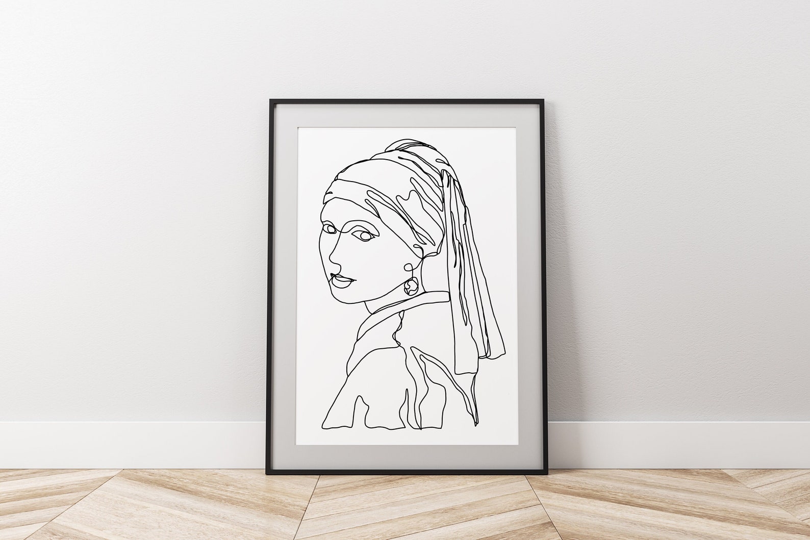 Girl With Pearl Earring Single Line Drawing Digital Art Download ...